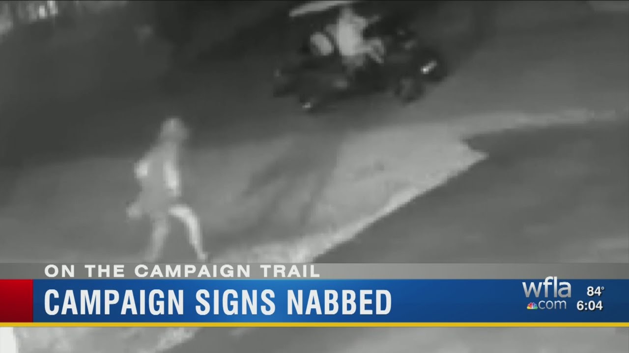 Thieves caught on camera stealing yard signs - YouTube