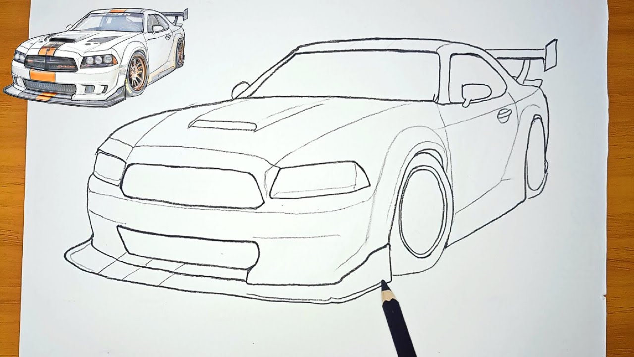 Dodge Challenger Pencil Drawing || Easy for Beginners 🔥 - YouTube