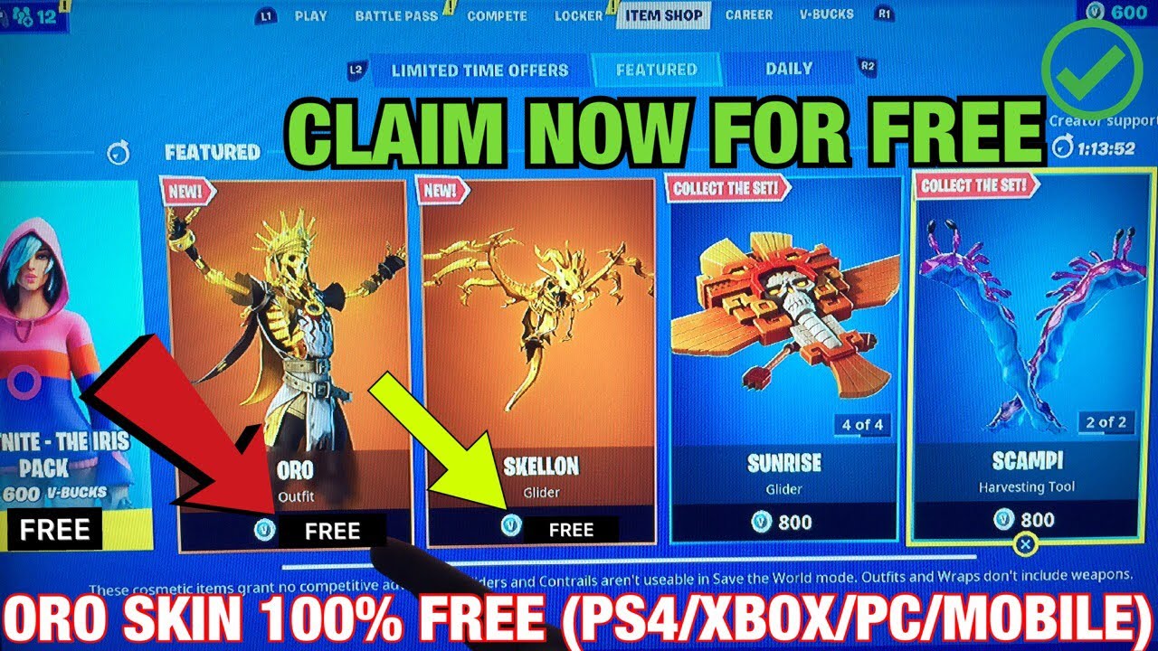 HOW TO GET ORO SKIN/GLIDER FOR FREE IN FORTNITE! (WORKING 100%) PS4 ...