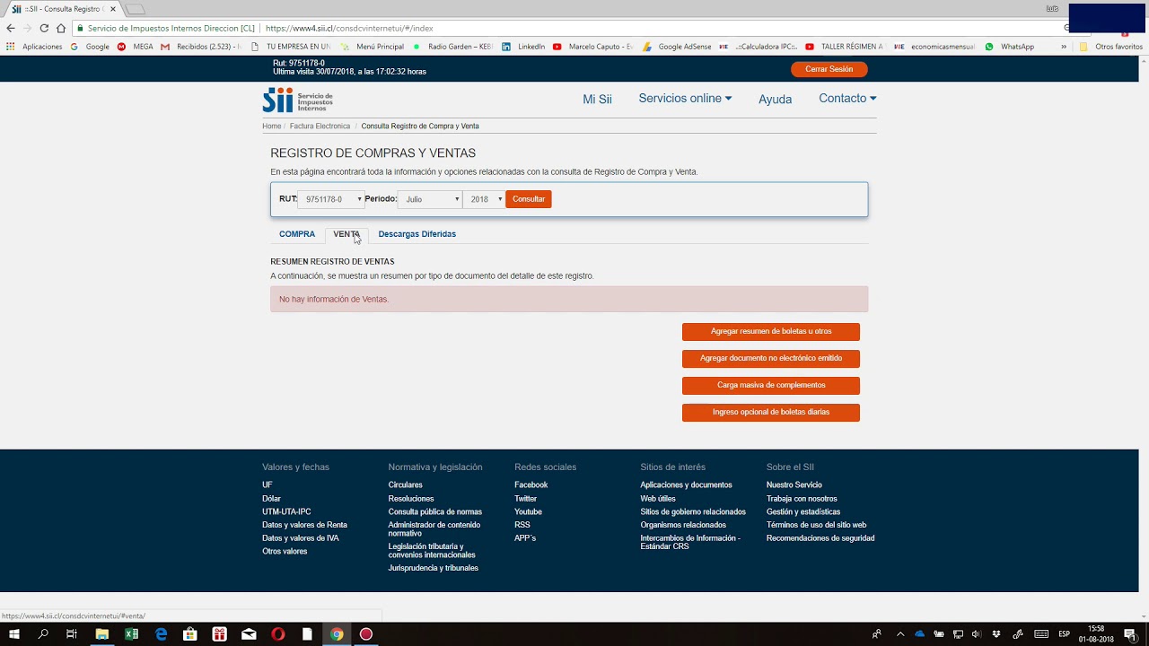 Formulario 29 Boletas de Venta SII Ingreso Registro Manual - YouTube