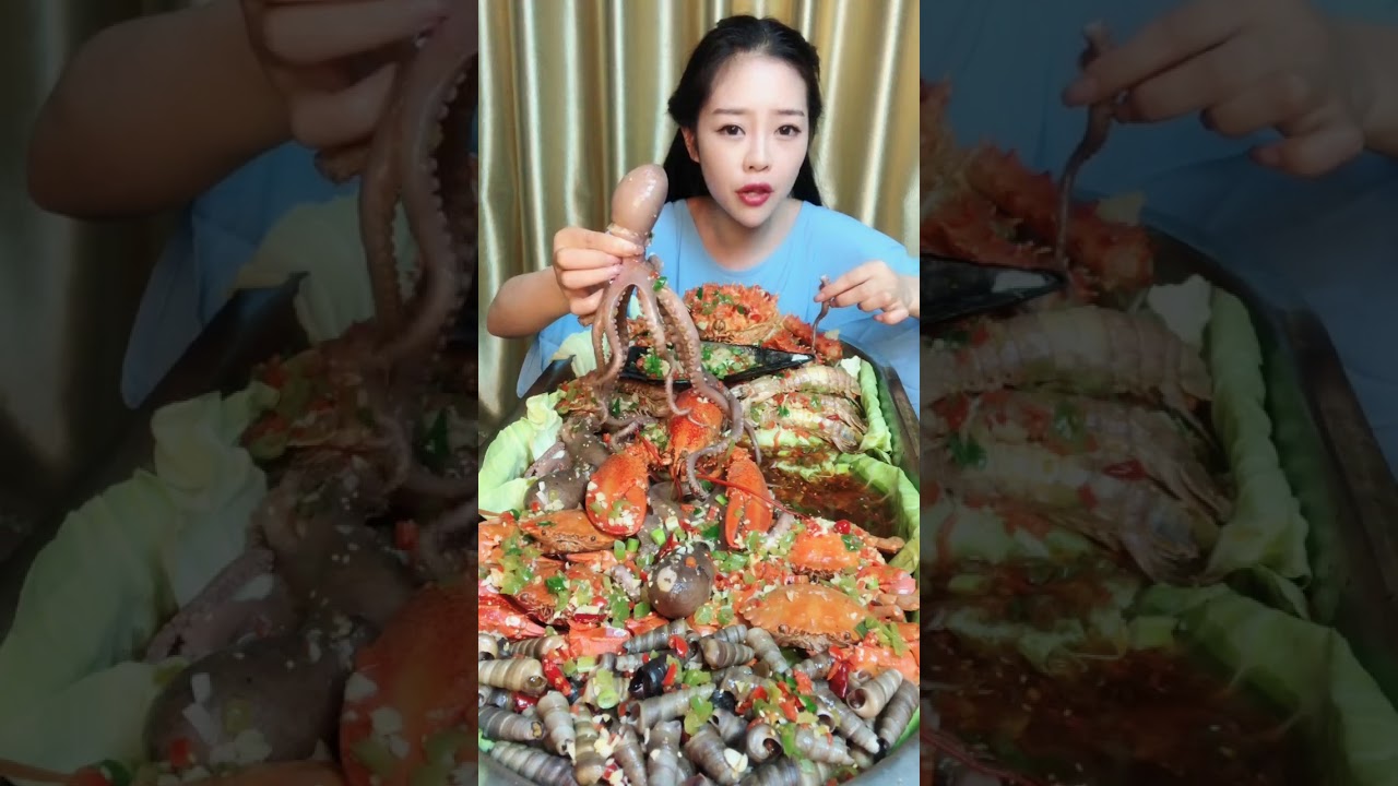【吃播】ASMR Mukang Chinese eating show 小海怪吃播 海鲜大会 seafood 美食food大胃王挑战Big ...