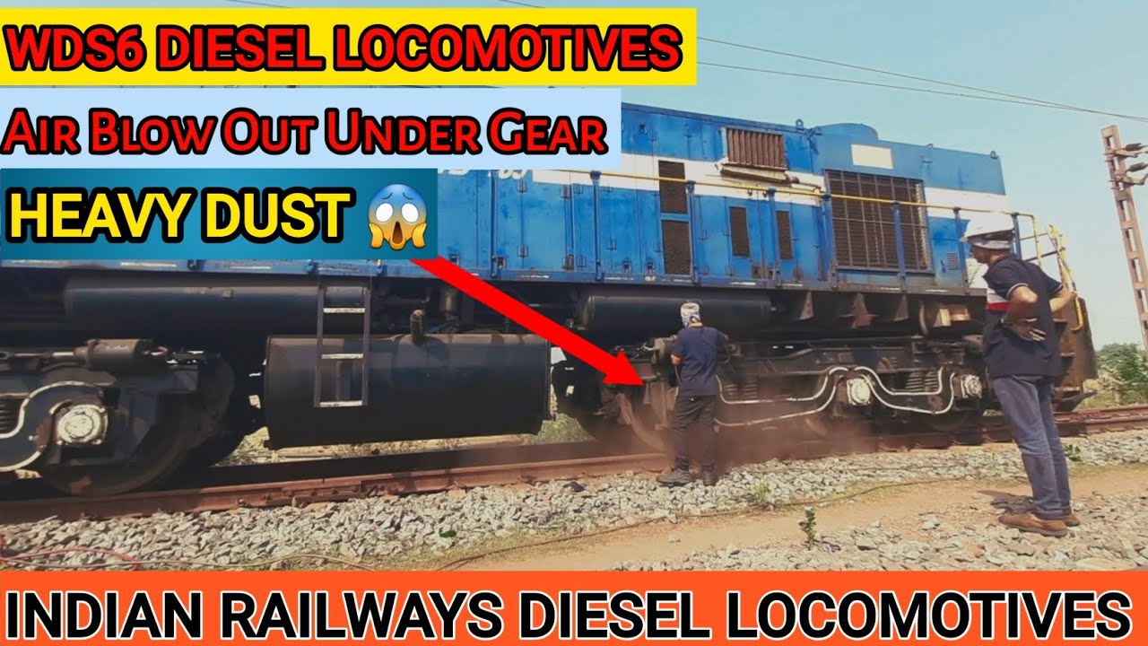 WDS'6 Diesel locomotive Under gear Air blow Out ⚡🌬️ Heavy Dust I#NDIAN ...
