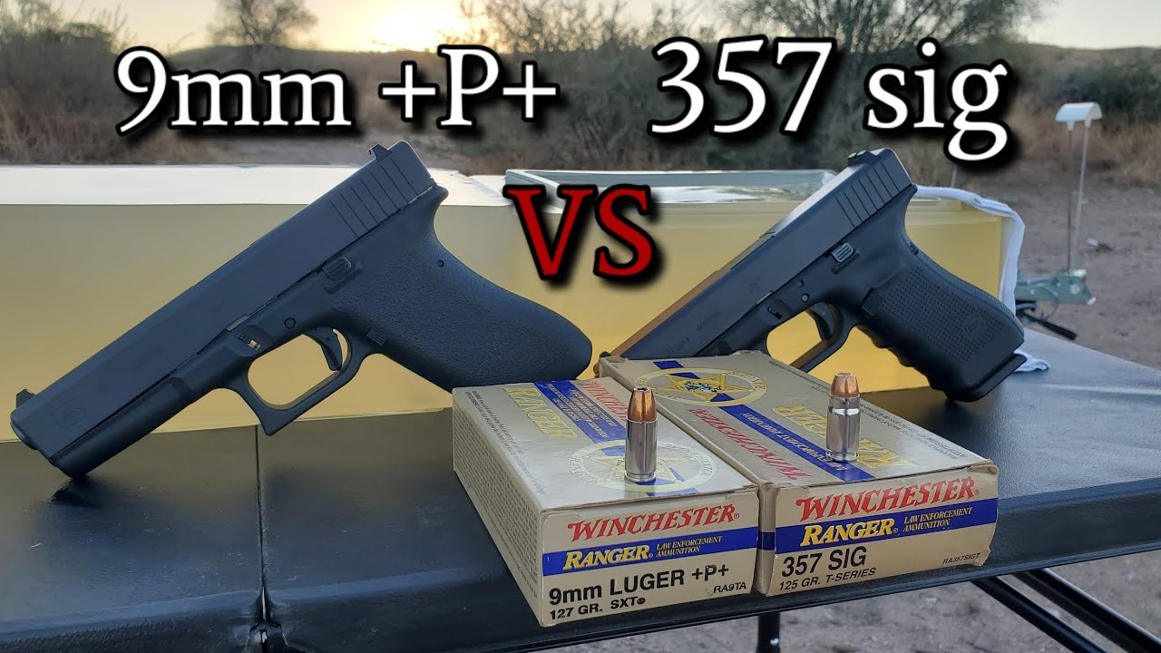 9mm +P+ VS 357 sig Ballistics Gel Test - YouTube