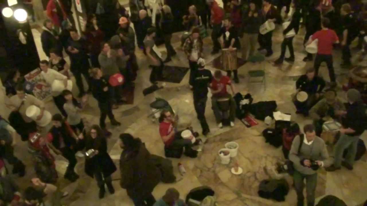 Drumming & Dancing in the Capitol Rotunda - Madison, Wisconsin Protest ...