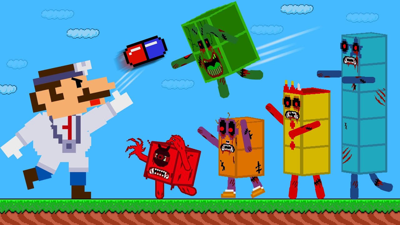 Doctor Mario Vs The Giant Zombie Numberblocks 1 2 3 4 5 Mix Level Up