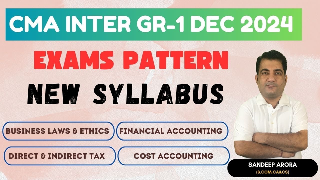 CMA Inter Group 1 Dec 2024 Exams Pattern ! CMA Inter New Syllabus ! CMA ...