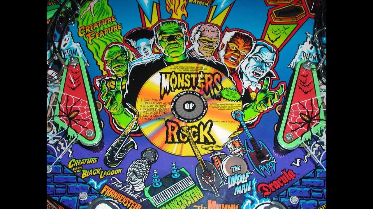 1998 Williams Monster Bash Pinball Machine In Action - YouTube
