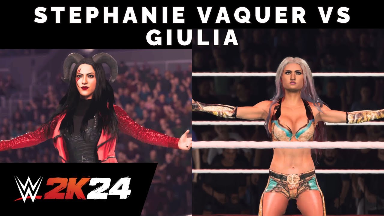 WWE 2K24 PS5 Stephanie Vaquer vs Giulia - NJPW Arena - YouTube