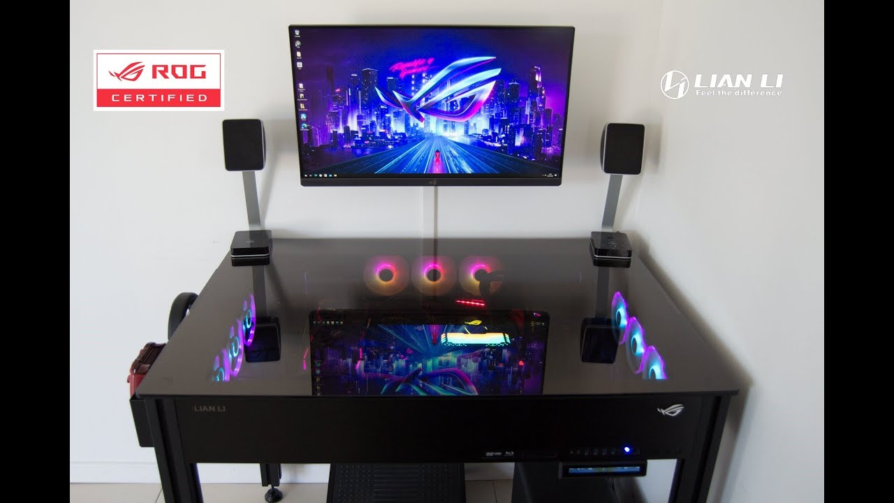 Lian Li Républic of gamers desk - YouTube