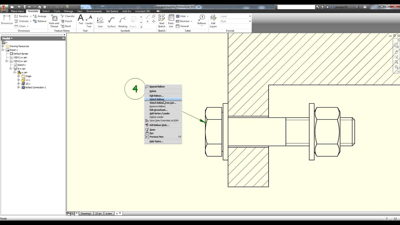 Inventor Drawing Attach Baloons - YouTube