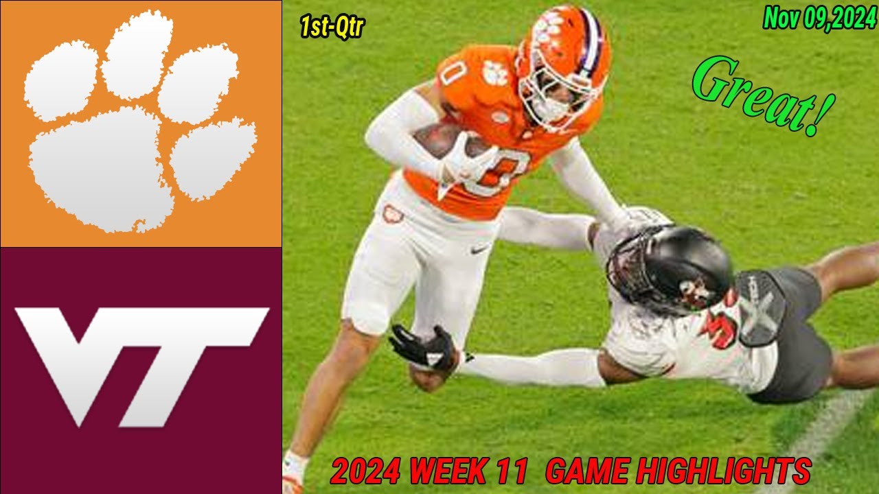 Clemson Tigers vs Virginia Tech Hokies[WEEK 11] GAME HIGHLIGHTS | Nov ...