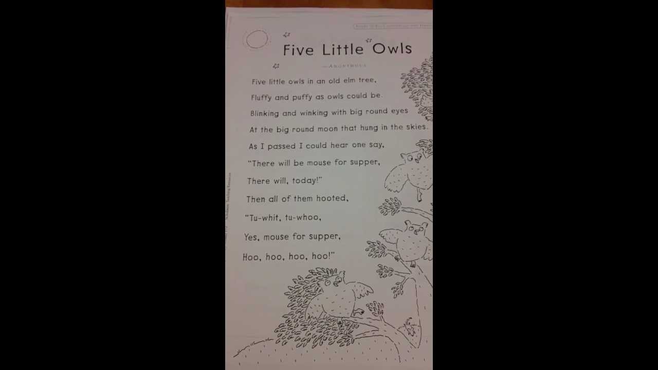 Children's Poem - Five Little Owls - YouTube