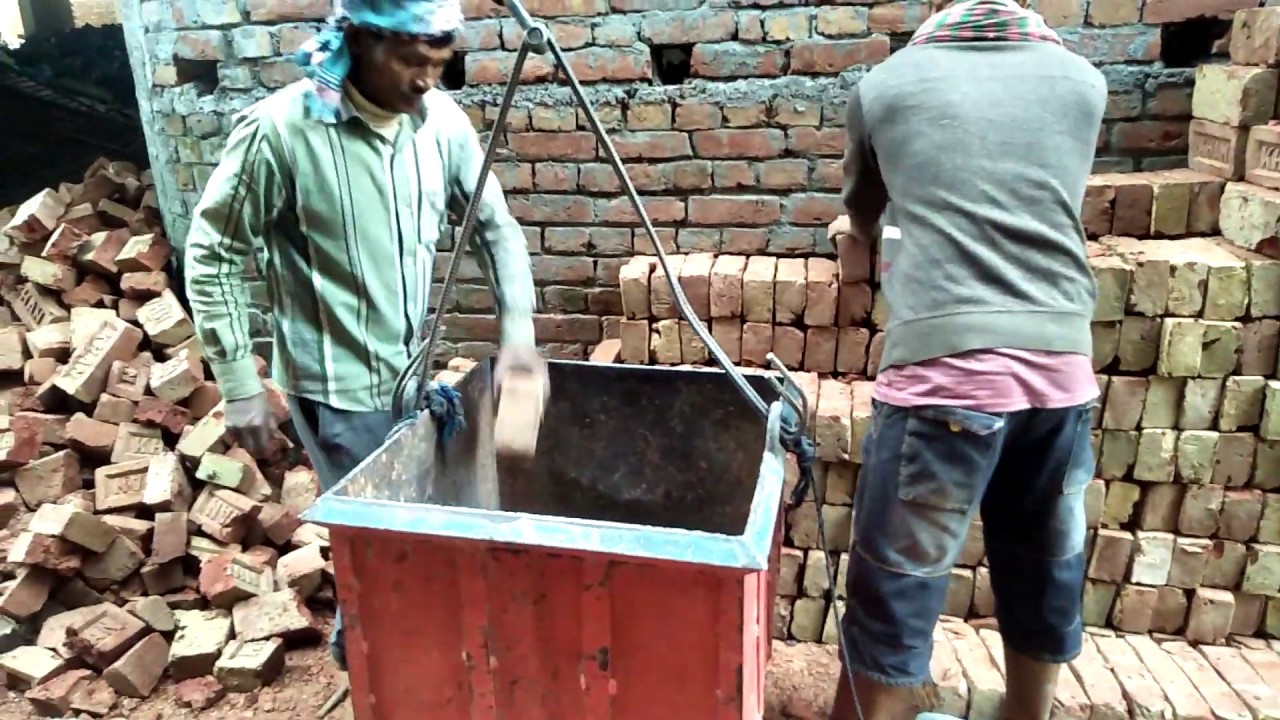 Pick up bricks in 10 locks through the bucket | making bricks | Man ...