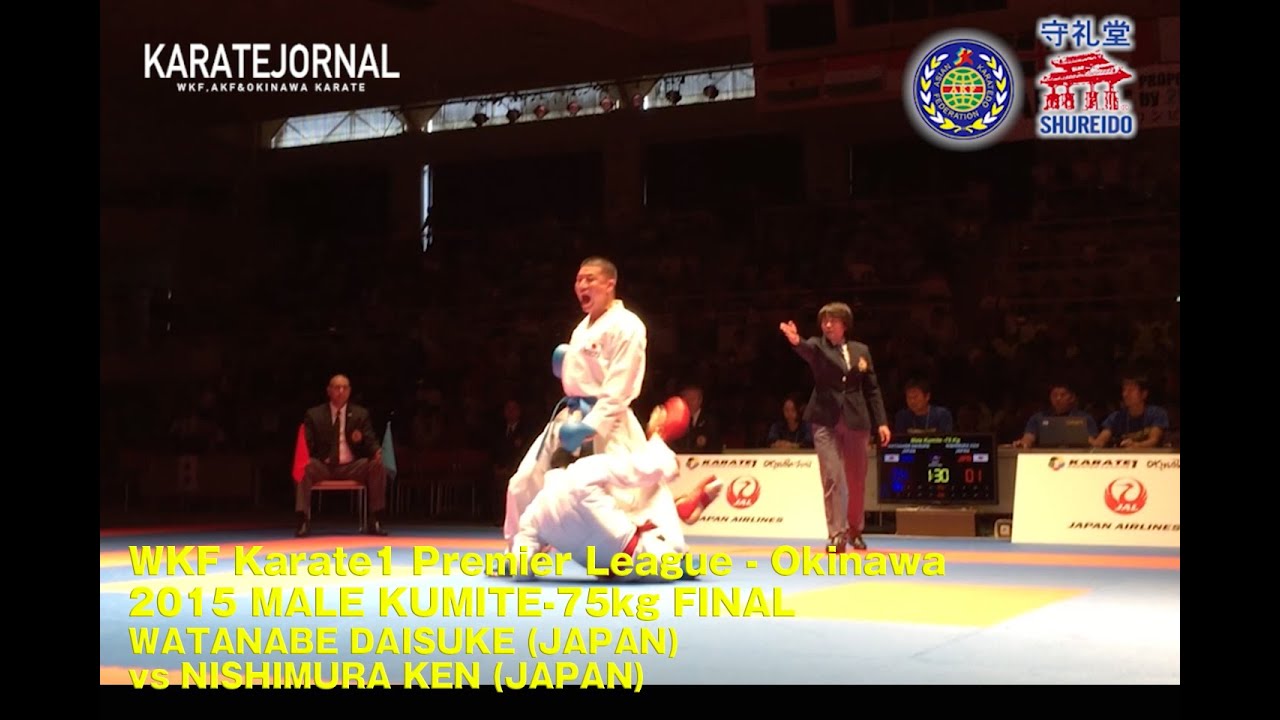 渡邊大輔vs西村拳 WKF PL Okinawa 2015 -75kg FINAL WATANABE DAISUKE (JPN) vs NISHIMURA KEN (JPN) - YouTube