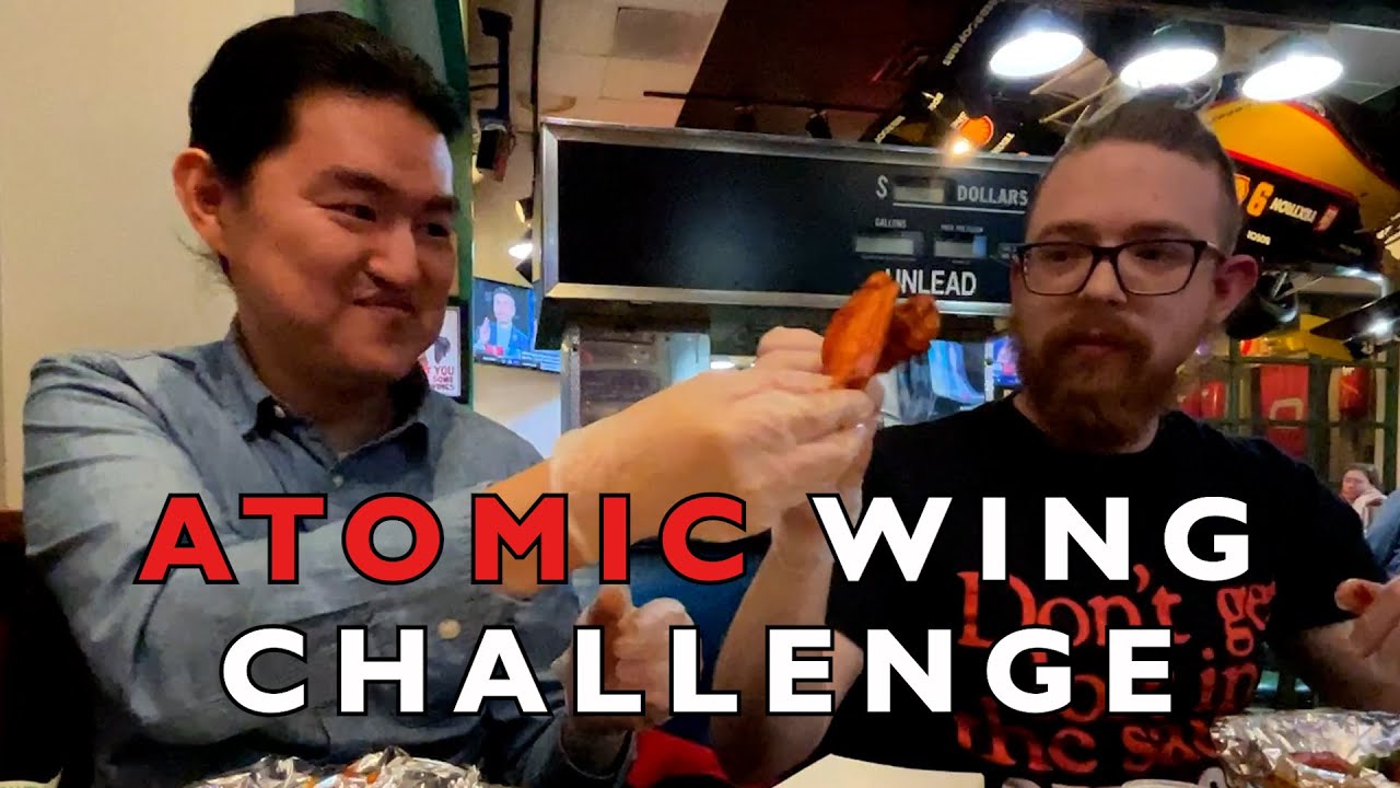 Friends Take On The Atomic Wing Challenge - YouTube