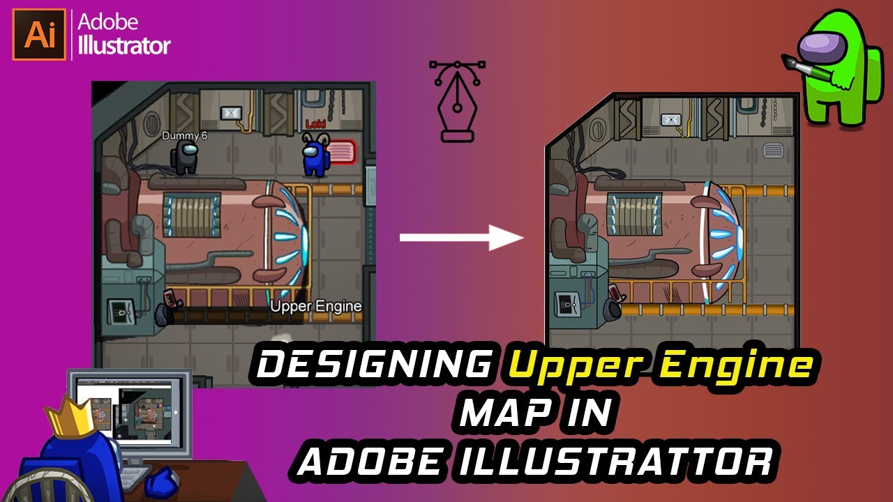 Creating UPPER ENGINE in AMONG US MAP using PEN and SHAPE BUILDER tool ...