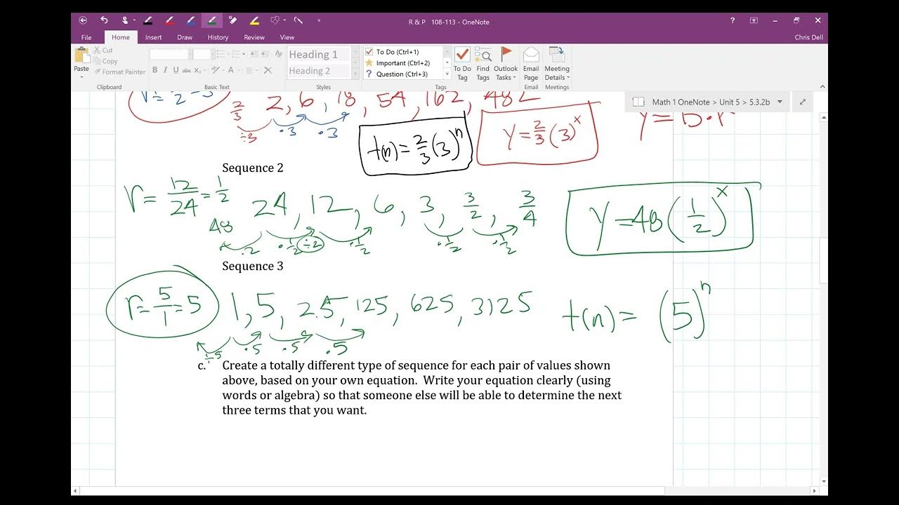 CPM Math 1 Section 5.3.2 #5-109 Part 2 (sequences) - YouTube