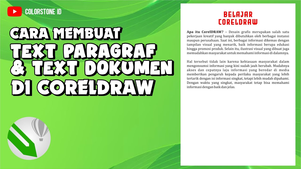 Cara mudah membuat text paragraf dengan CorelDraw - YouTube