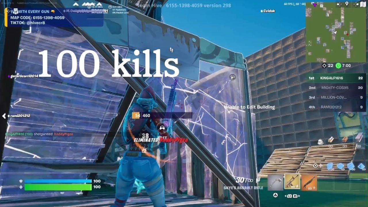 Fortnite 100 kills creative map - YouTube