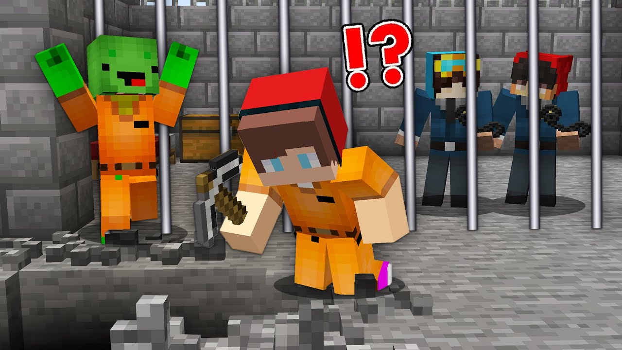JJ and Mikey Escape Prison Through a Tunnel in Minecraft Jailbreak - Maizen Nico and Cash Zoey ...