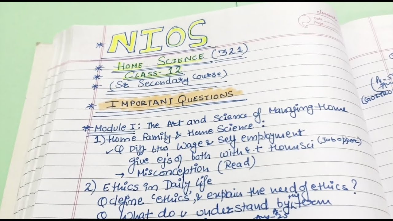 NIOS CLASS 12 Home Science IMPORTANT QUEStions CHAPTER WISE YouTube nios-class-12-home-science-important-questions-chapter-wise-youtube