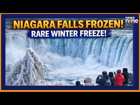 Partially Frozen Niagara Falls Stuns Tourists Amid Harsh Winter Cold