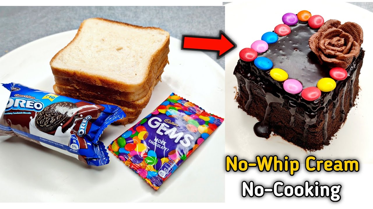 5 min Bread Cake with Oreo and Gems | Bread Cake Recipe Without Oven ...