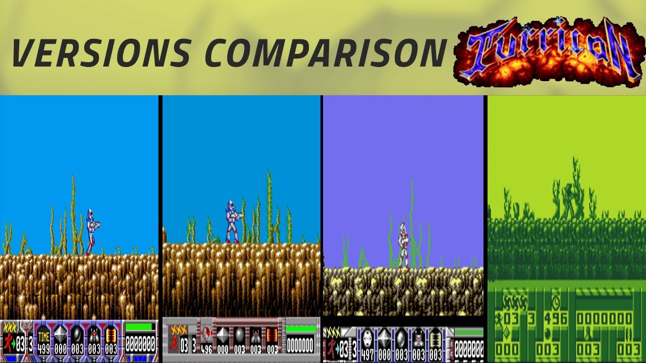 Turrican -Versions Comparison- Amiga, Atari ST, Sega Genesis, PC Engine ...