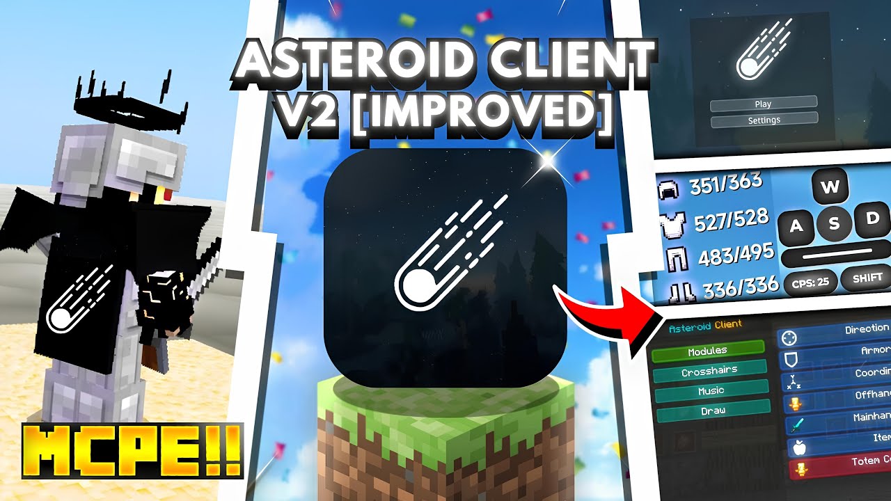 Asteroid Client V2 [IMPROVED] for MCPE 1.21+ 🌌🚀 (INSANE FPS BOOST & New ...