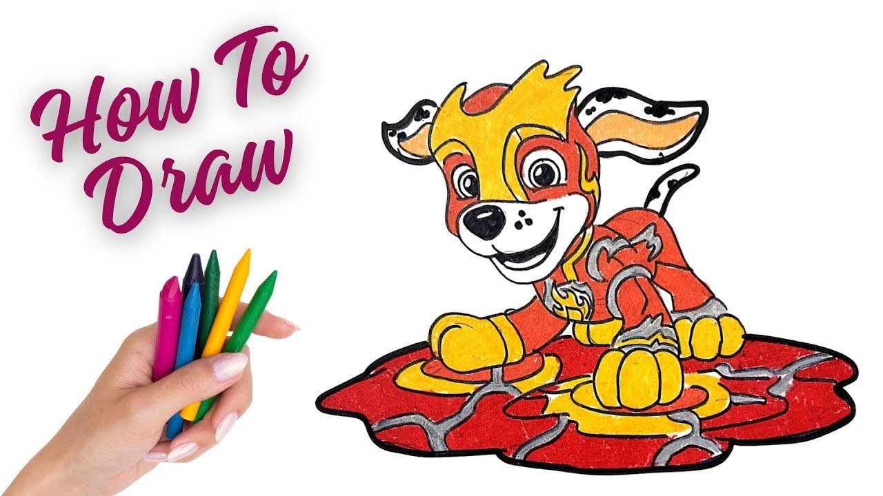 How to draw Marshall - Paw Patrol Mighty Movie |Easy drawing - YouTube