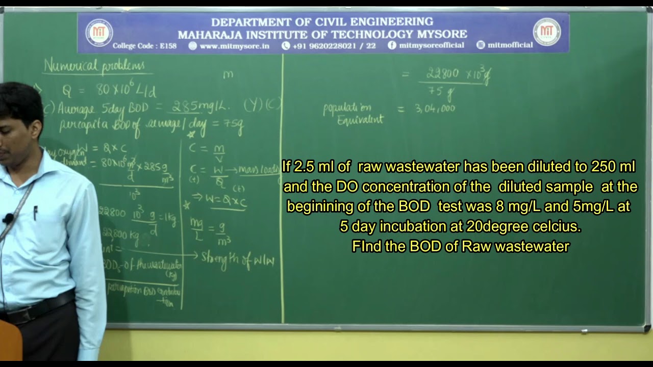 Numerical Problems on BOD|Module 2|5th Sem |18CV55(MWWE)|S-11 - YouTube