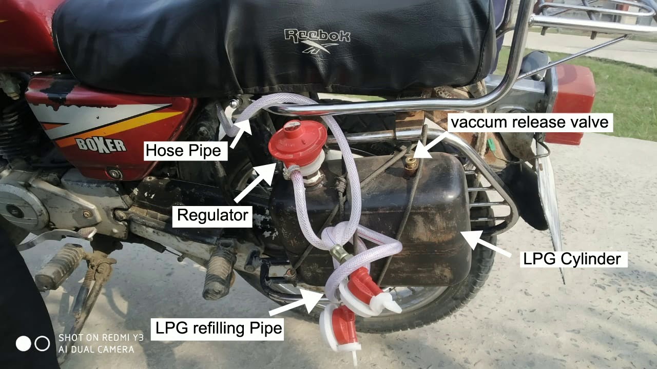 LPG gas kit for two wheeler/Dual fuel bike LPG and Petrol - YouTube