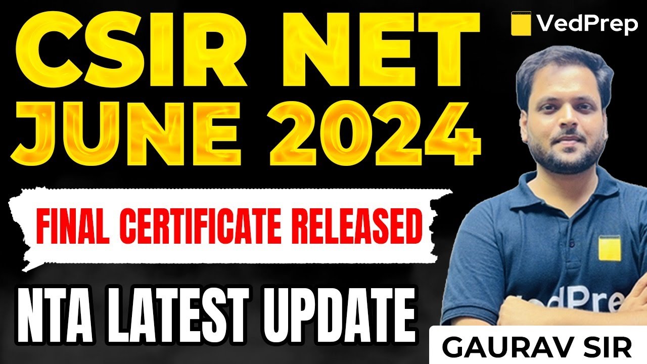 CSIR NET JUNE 2024 | Final Certificate Released | NTA CSIR NET ...