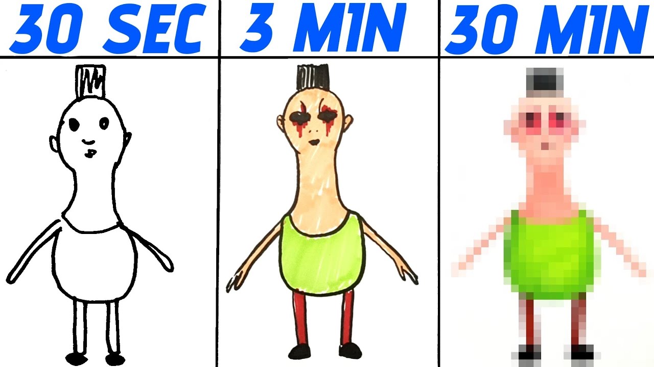 Drawing Hamood Habibi in 30 Sec, 3 Min and 30 Minutes - Art Challenge ...
