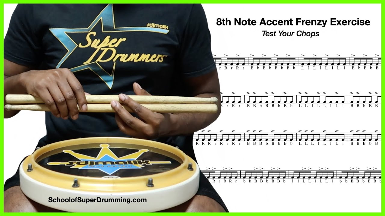 BASIC EXERCISE FOR DRUMMERS | 8th Note Accent Frenzy - YouTube