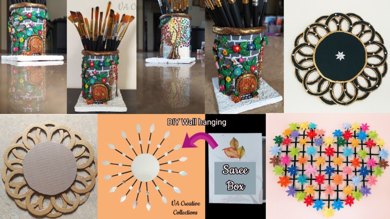 Best out of Waste Materials | pen holder | Cardboard Wall hanging craft ...