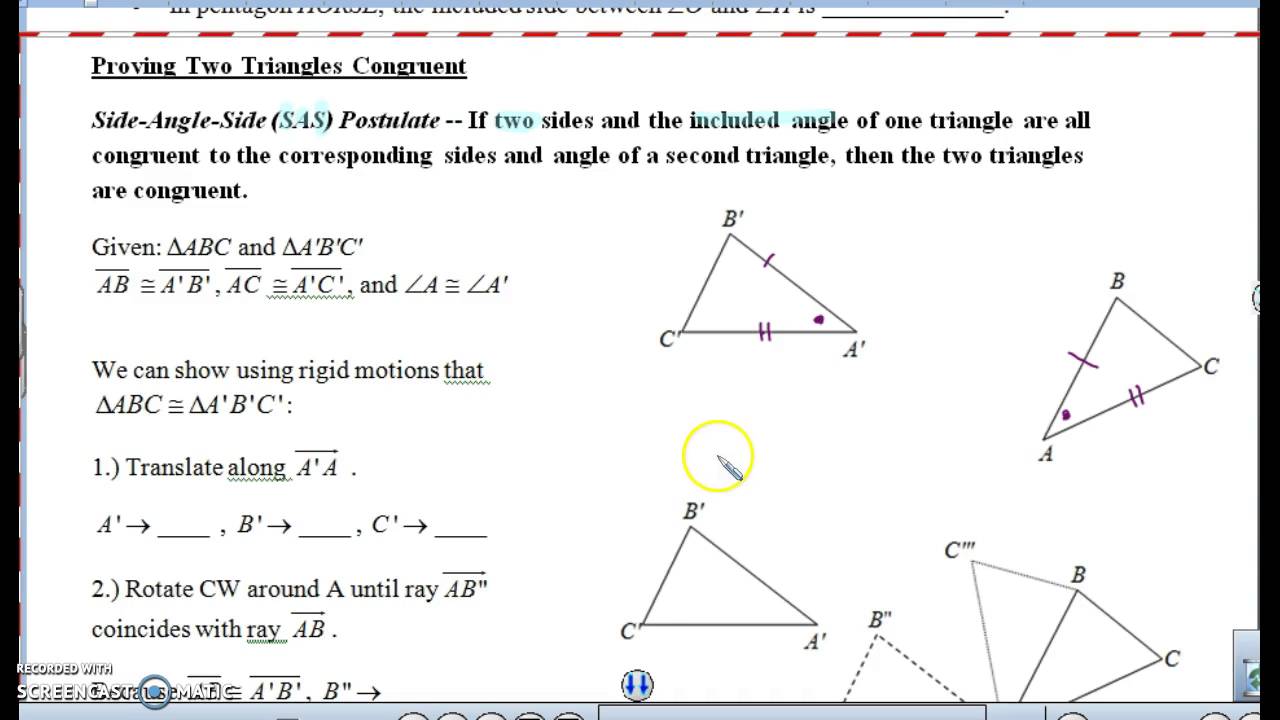 Geometry U6:02-Proving Triangles Congruent Using SAS - YouTube