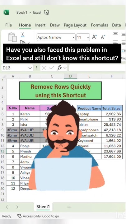 Delete Error Cells in Excel Without Affecting Other Data – Quick Shortcut! #Excel #ExcelTips # ...