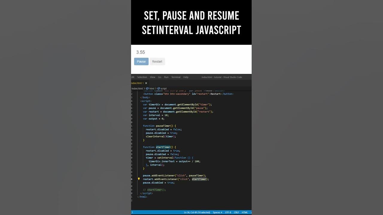How To Set Pause And Resume Setinterval Javascript Javascript Tutorials For Beginners 2022