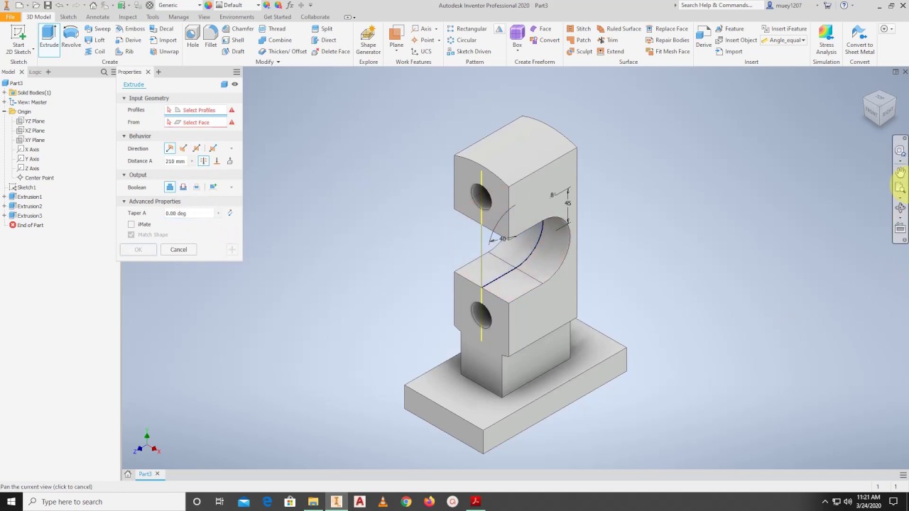 Inventor 3D Crosshead (Part-1) - YouTube