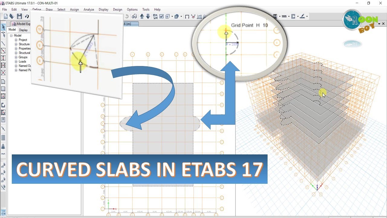 New ETABS 17 TUTORIAL-06 | Advanced Draw Options, CURVED SLABS ...