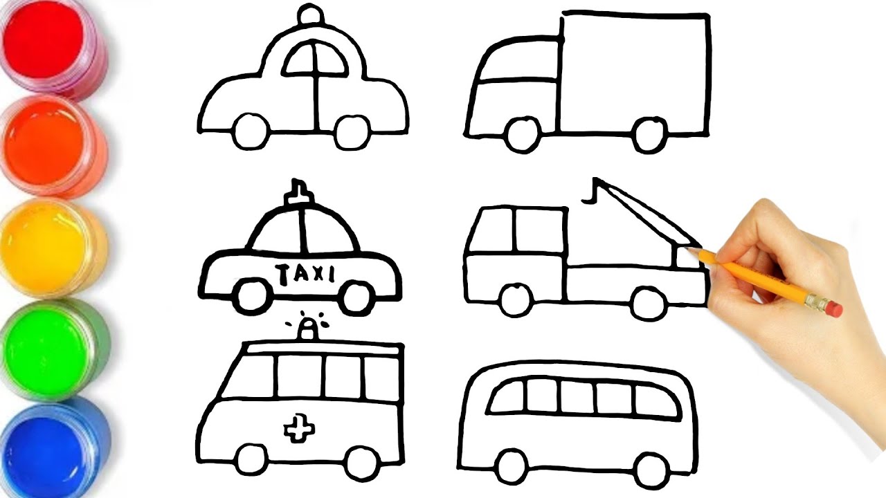 How to draw vehicles for kids - YouTube