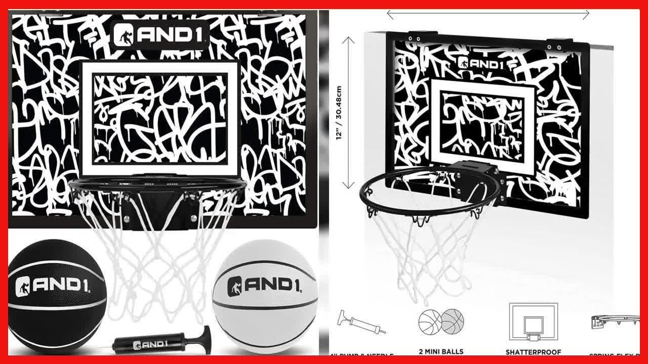 AND1 Mini Basketball Hoop Pre Assembled Indoor Basketball Hoop with ...