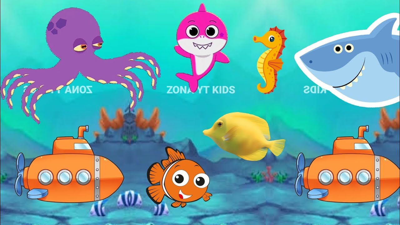 Little Octopus Dolphin Animals Sea at Ocean | Baby Shark song Baby ...