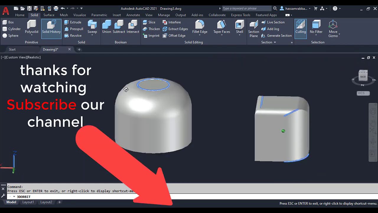 Autocad 2d 3d | 3d fillet edge command | easy tuts - YouTube