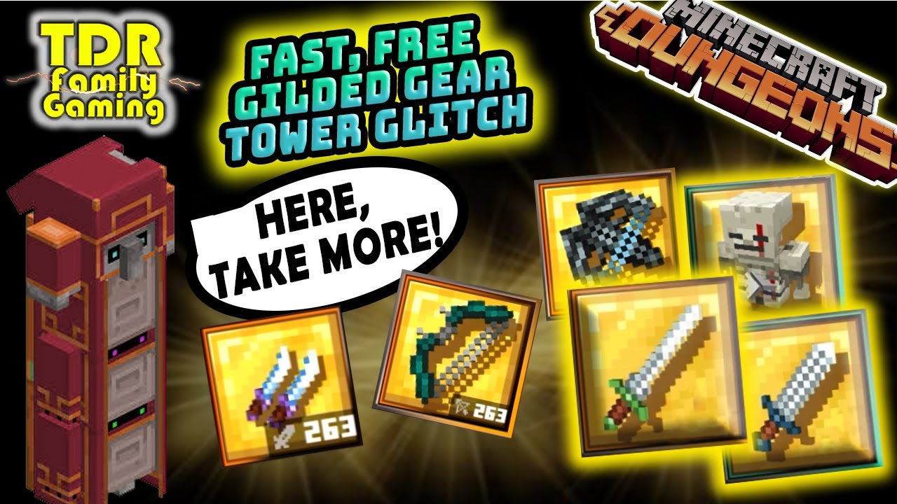 EASY GILDED GEAR TOWER GLITCH (patched) IN Minecraft Dungeons - YouTube