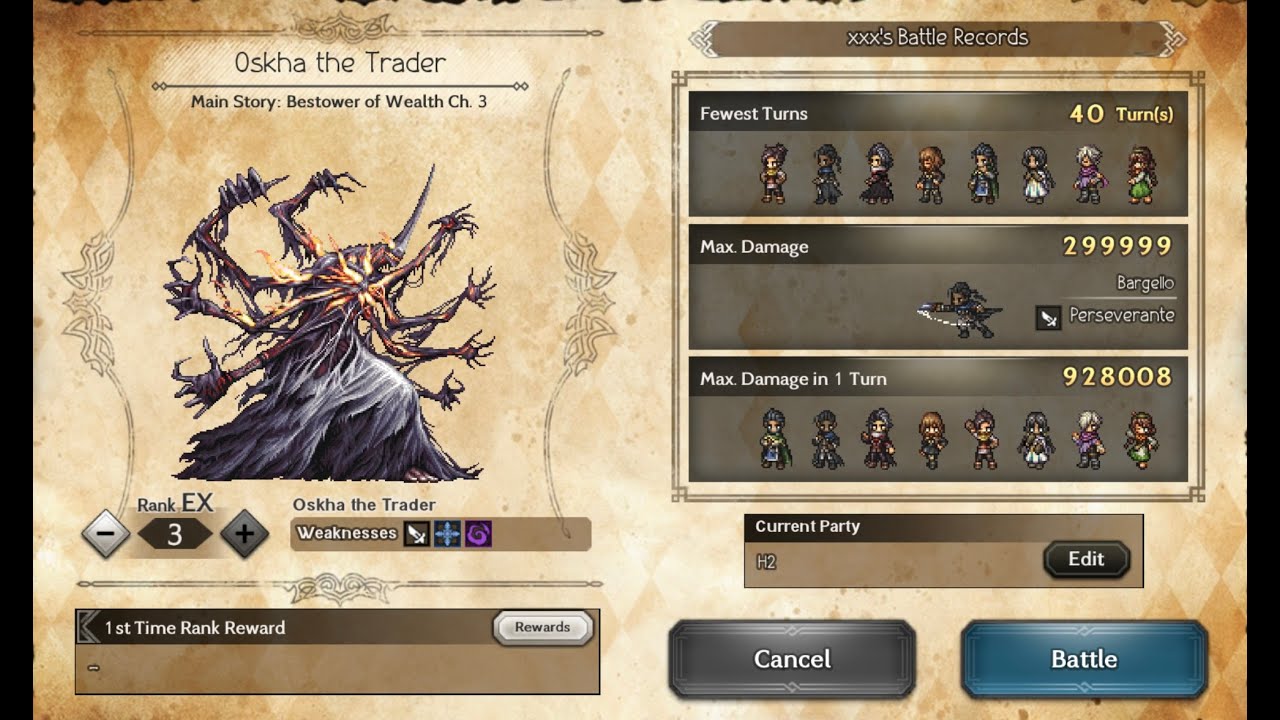 Octopath Traveler: CotC EX3 Oskha the Trader (Canary Tank) - YouTube