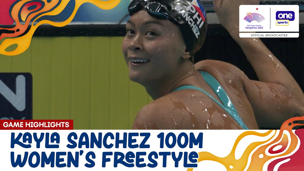 Kayla Sanchez women's swimming 100m freestyle preliminary | 19th Asian ...