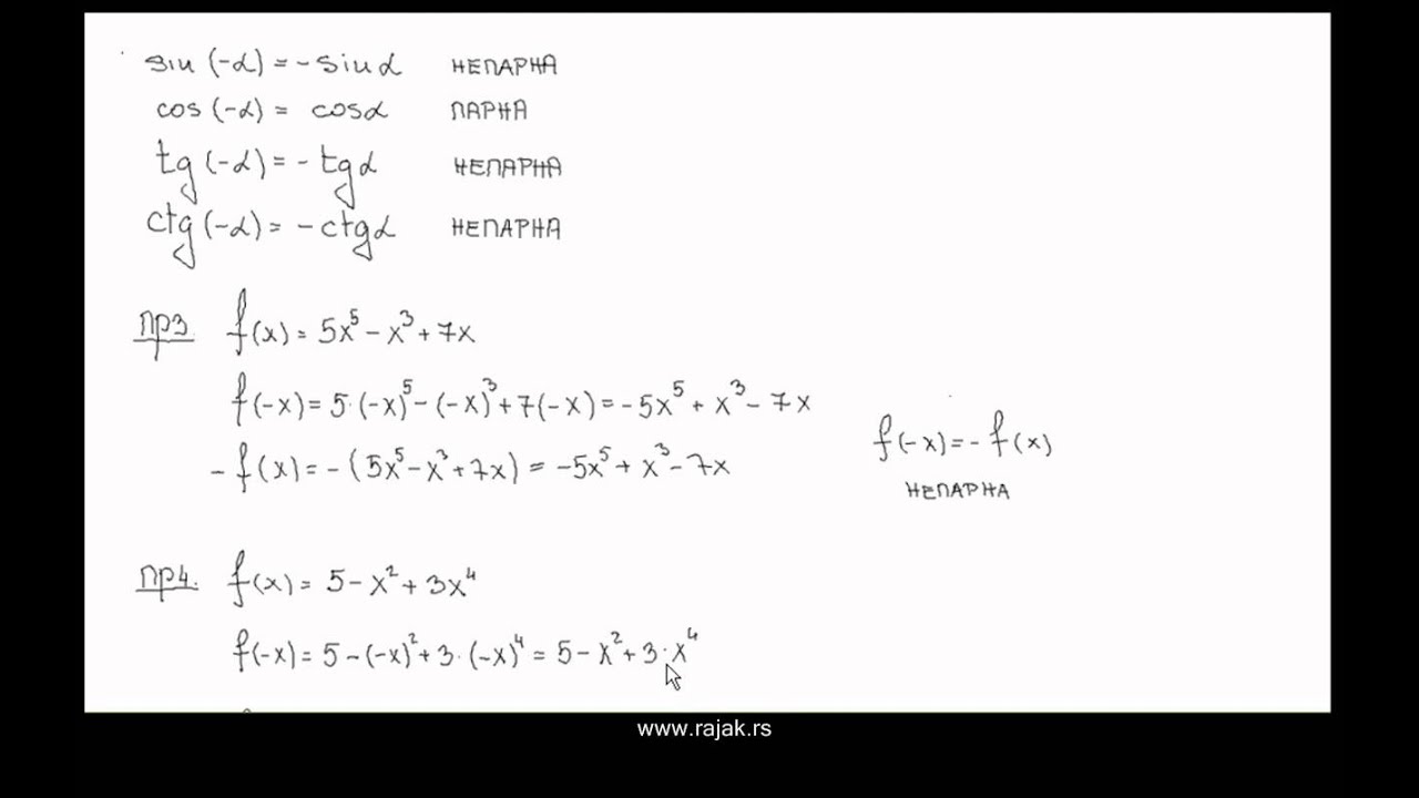 Функције - парност функције 1 - YouTube