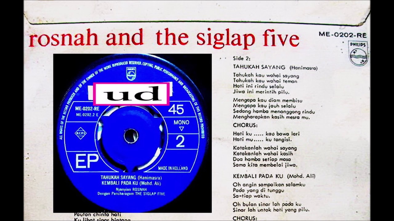 Rosnah & The Siglap Five - Tahukah Sayang (Hanimasra) - awal 1967 - YouTube